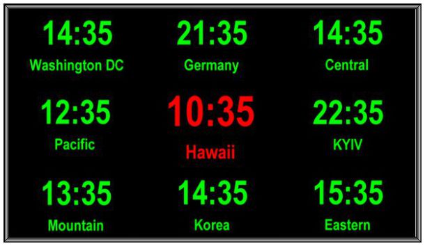 BRG 12" High HD Configurable Display Time Zone Clocks, LCD Digital Time ...