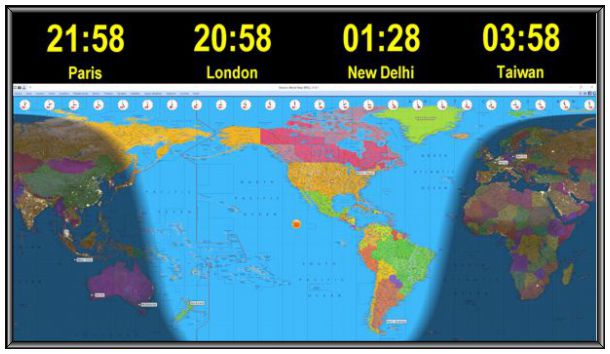 BRG 12" High HD Configurable Display Time Zone Clocks, LCD Digital Time ...