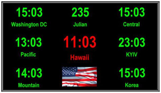 BRG 12" High HD Configurable Display Time Zone Clocks, LCD Digital Time ...