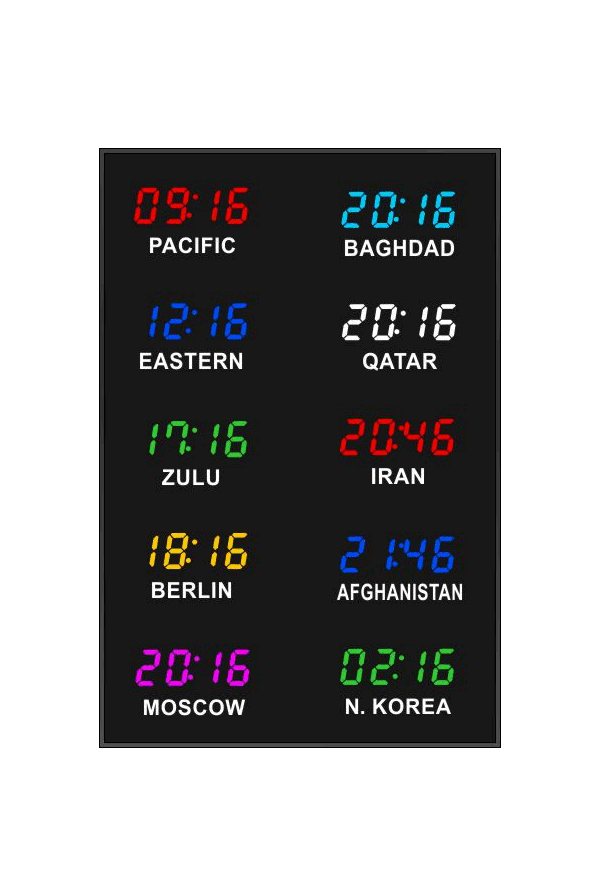 Digital Time Zone Displays, World Clocks, Digital World Clocks or Time ...