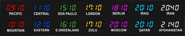 Digital Time Zone Displays, World Clocks, Digital World Clocks or Time ...